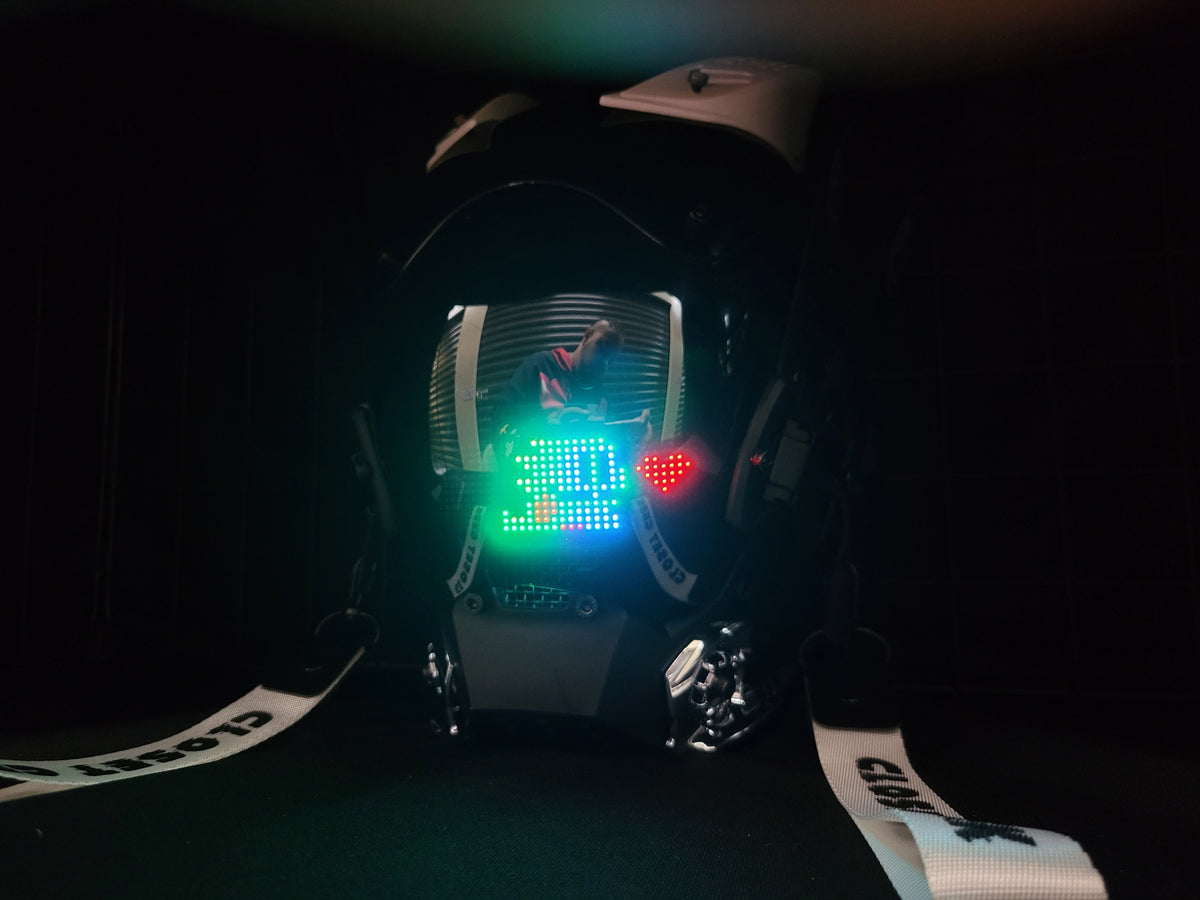 L.e.d programmable cyber helmet with fins – Closetgeekllc